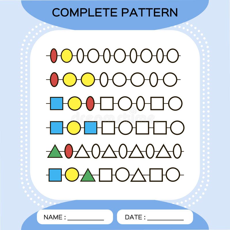 Complete Repeating Patterns. Worksheet for Preschool Kids. Practicing ...