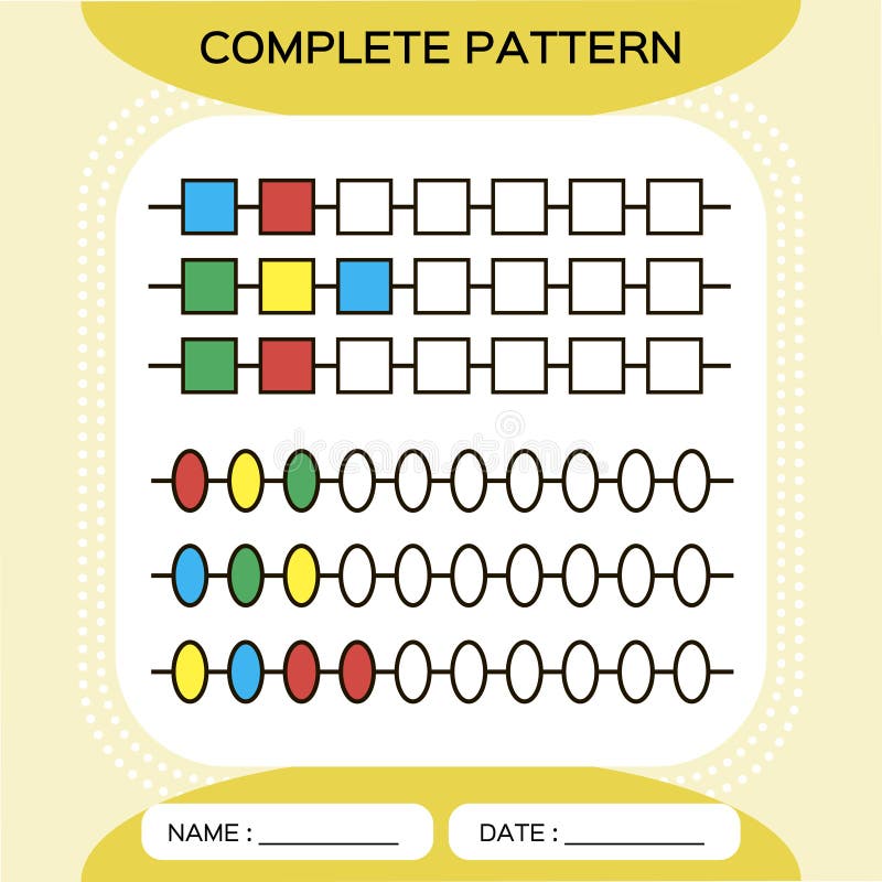 Complete Repeating Patterns. Worksheet for Preschool Kids. Practicing ...