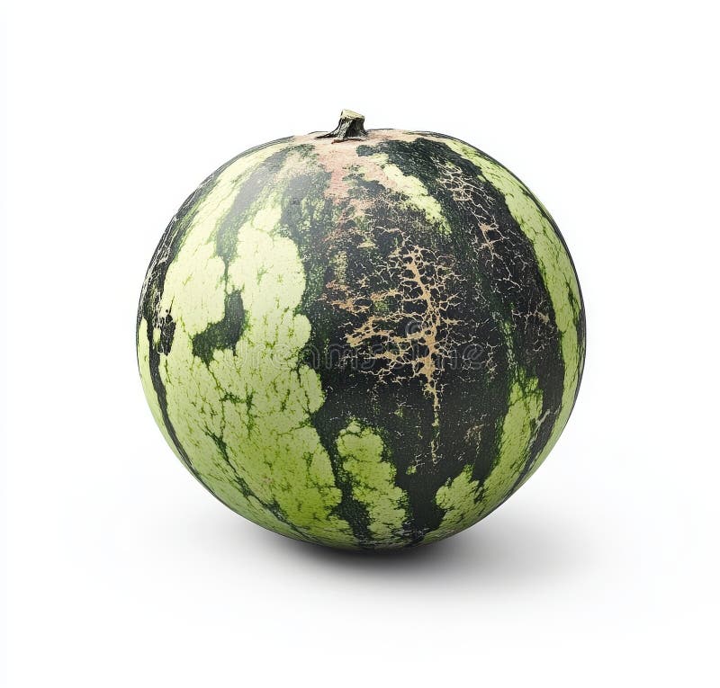 A Complete Round Watermelon on a White Background. Stock Image - Image ...