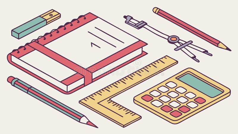 Complete School Supply Set, Notebook, Ruler, Compass, Calculator ...