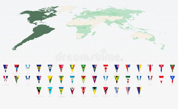 Complete Set of American Country Flags in Vertical Triangle Format ...