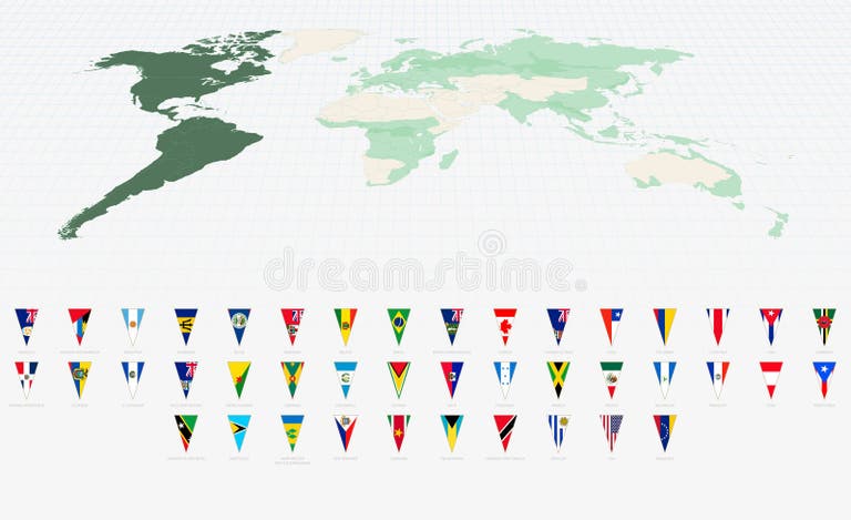 Complete Set of American Country Flags in Vertical Triangle Format ...