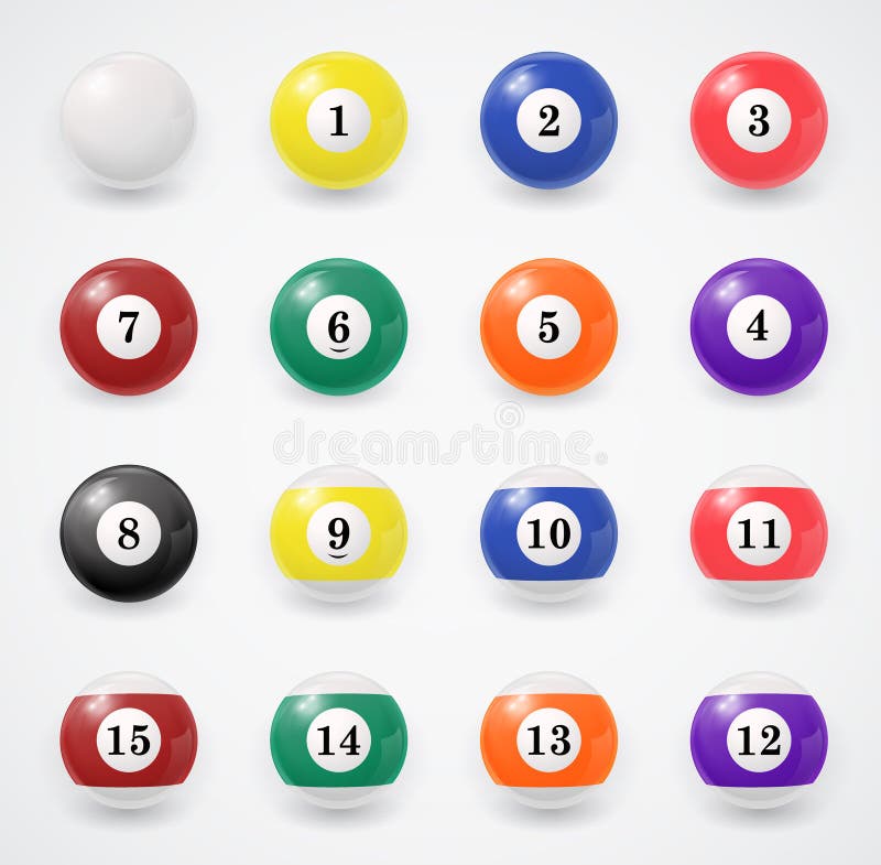 Complete Set of Billiard Balls on White Background Stock Vector ...