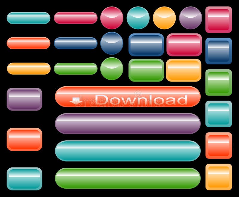 Complete Set of the Buttons. Stock Vector - Illustration of square ...