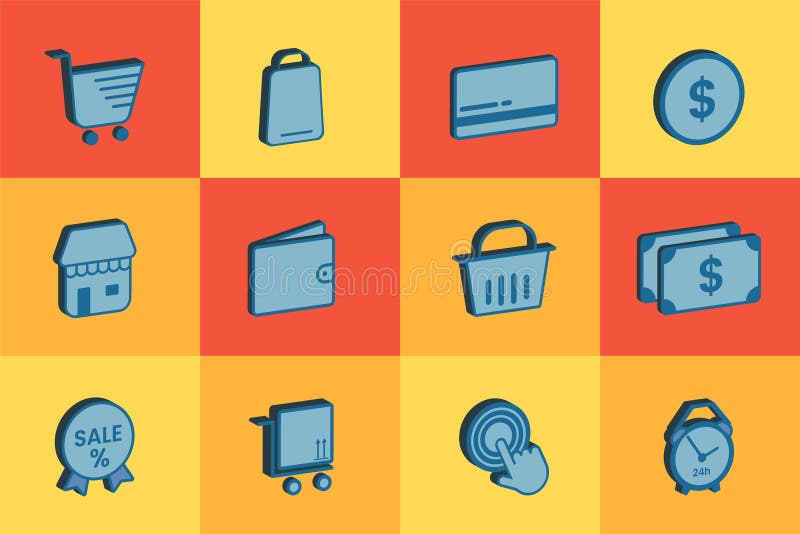 Complete Set of 3d Pop Up Buttons Vector Illustration Stock Vector ...