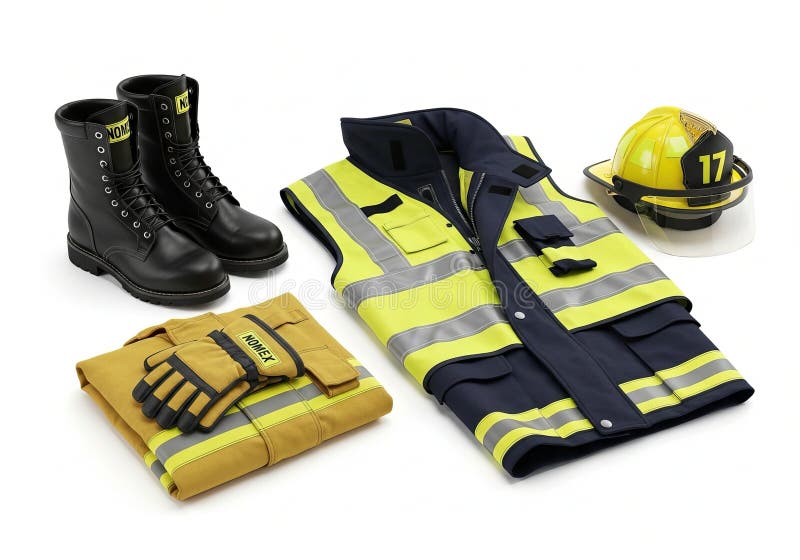 Comprehensive Firefighter Safety Gear Collection Stock Illustrations ...