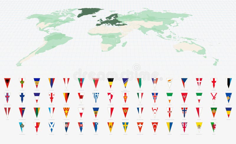 Complete Set of European Country Flags in Vertical Triangle Format ...