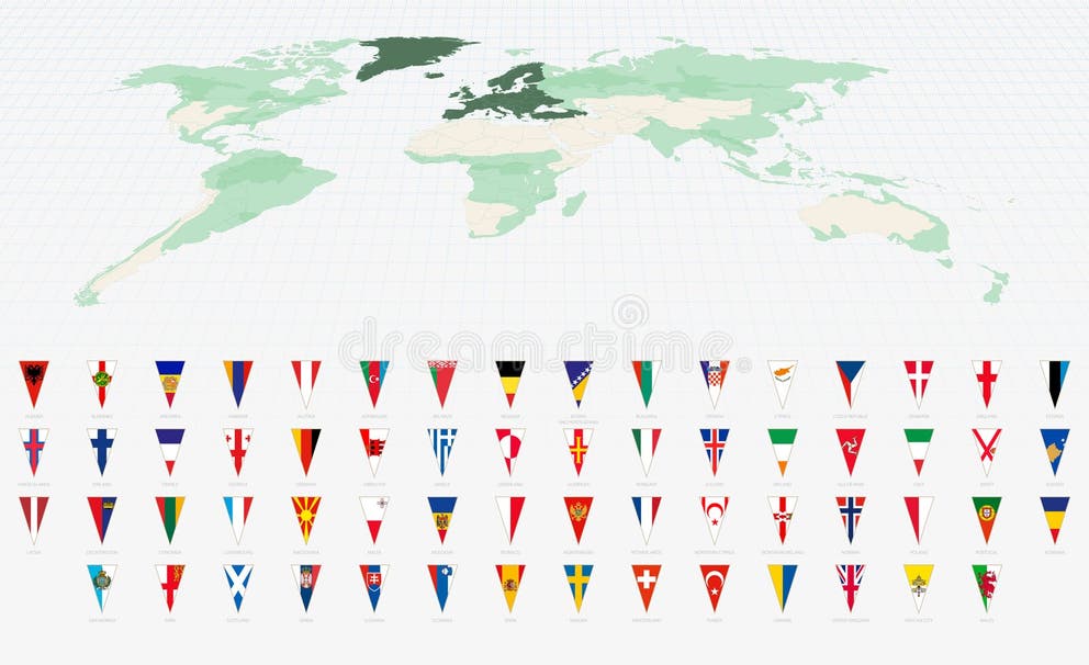 Complete Set of European Country Flags in Vertical Triangle Format ...