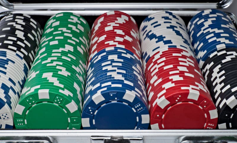 Complete Set of Gaming Chips in Silver Suitcase Stock Photo - Image of ...