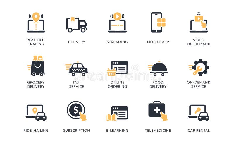 A Complete Set of Icons Representing Various OnDemand Services ...