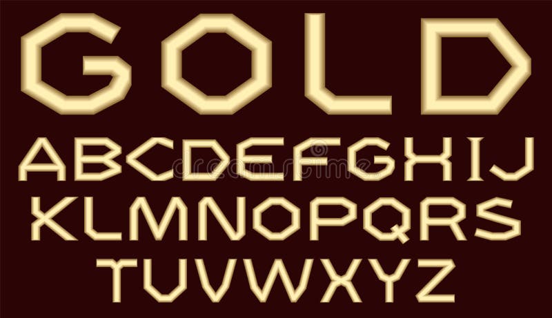 A Complete Set of Latin Letters Made of Gold with a Matte Surface. a ...