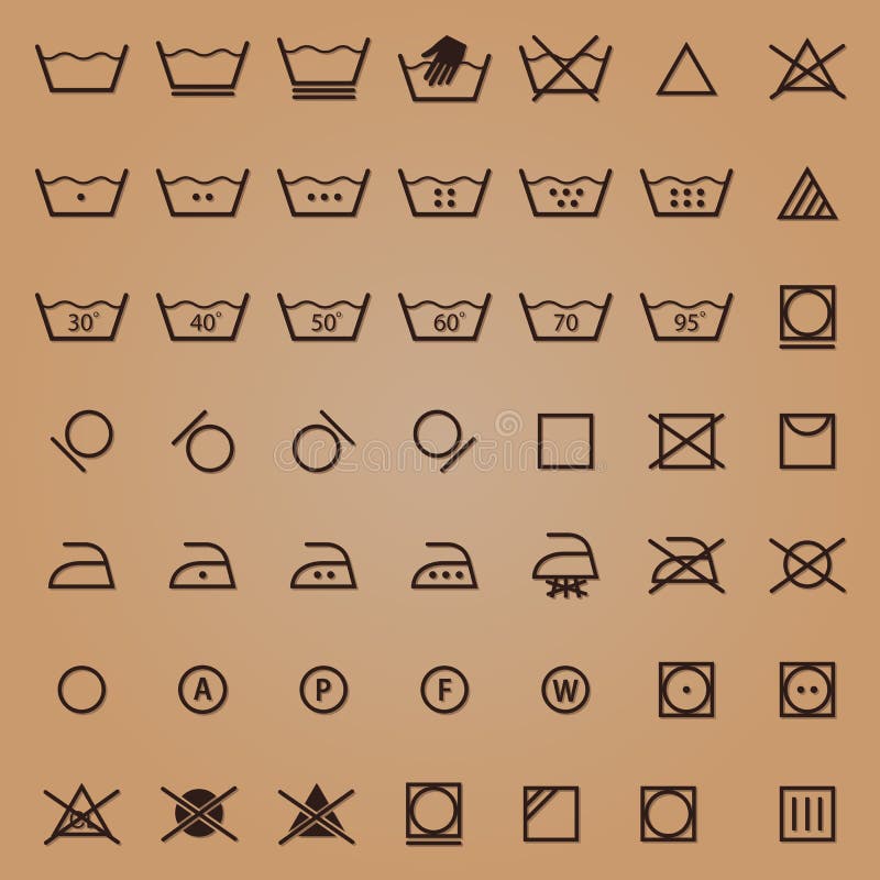 Complete International Laundry Symbols Collection Stock Illustrations ...
