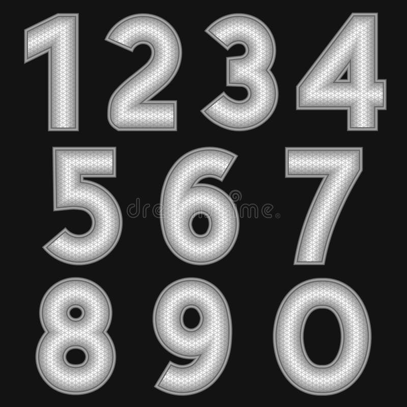 A Complete Set of Metal Numbers with a Relief Surface. Stock Vector ...