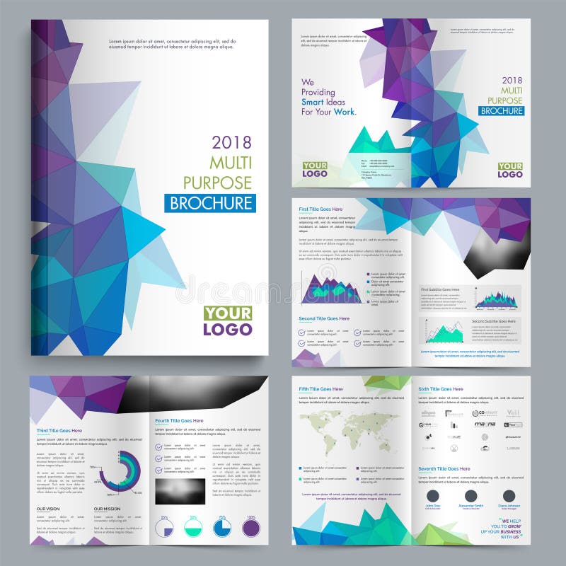 Complete Set of Multi Purpose Brochure. Stock Illustration ...