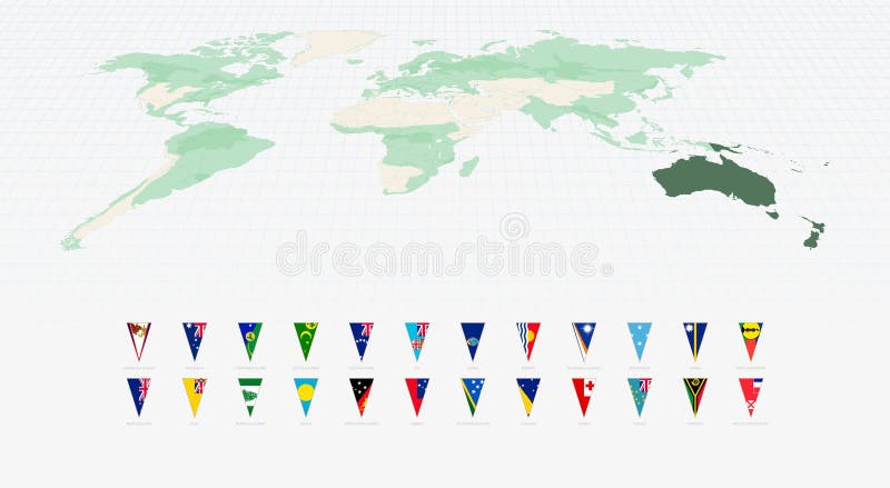 Complete Set of Oceanian Country Flags in Vertical Triangle Format ...