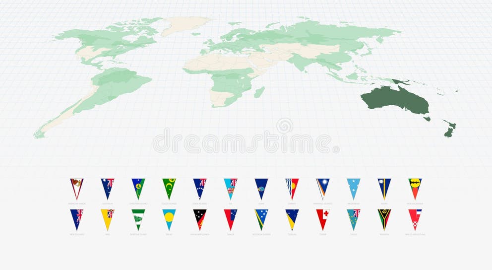 Complete Set of Oceanian Country Flags in Vertical Triangle Format ...