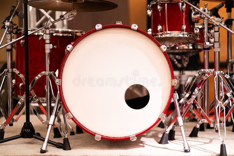 Complete Set of Red Drums in the Studio Music Concept Stock Photo ...