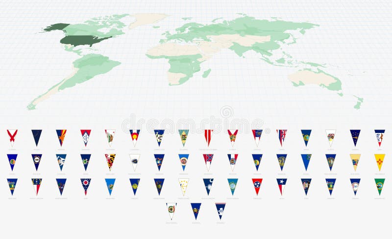 Complete Set of US State Flags in Vertical Triangle Format Stock Vector ...