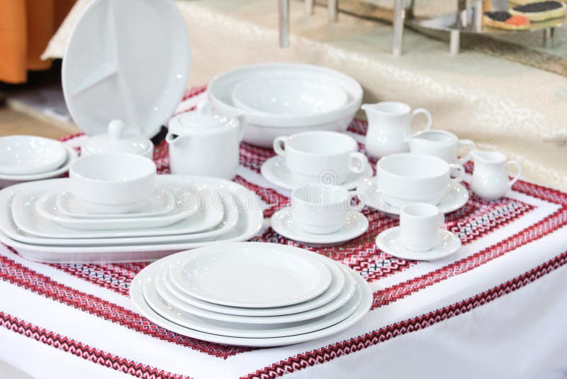 Complete Set of White Ware, Dinner Service Stock Image - Image of dish ...