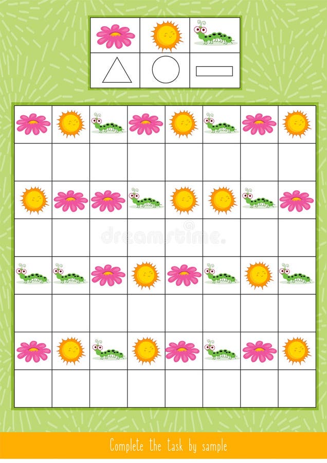 Complete the Task by Sample Stock Vector - Illustration of active, kids ...