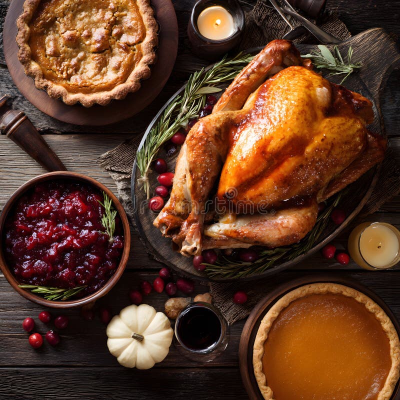 Complete Thanksgiving Feast Table Top Stock Illustration - Illustration ...