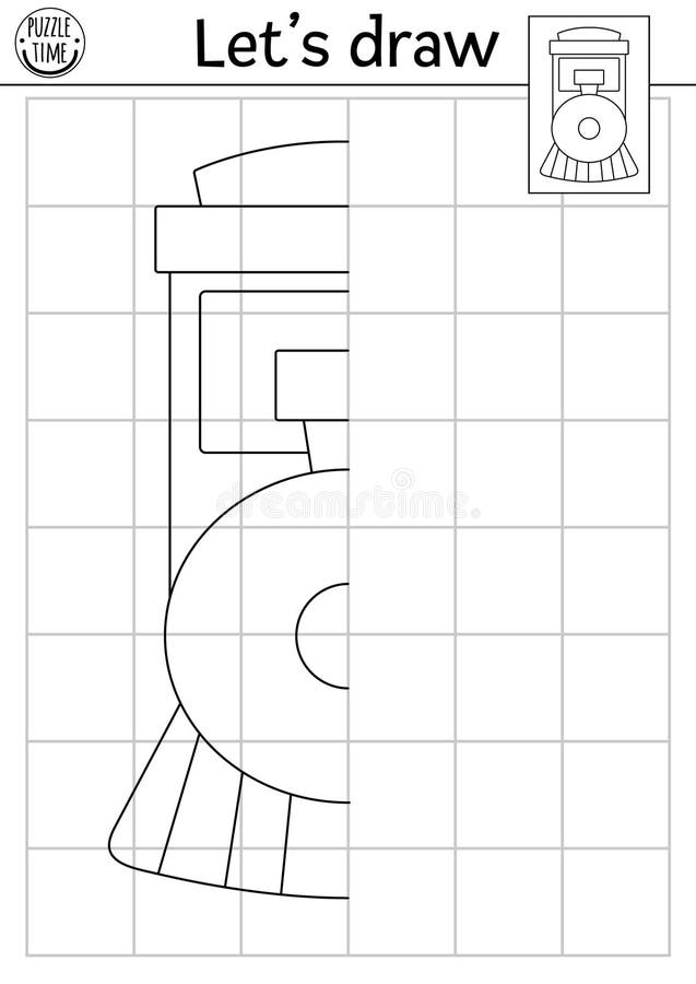 Complete the Train Picture. Vector Transportation Symmetrical Drawing ...