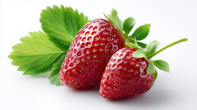 Complete Two Raspberry with Leaves, Isolated on White Background Stock ...