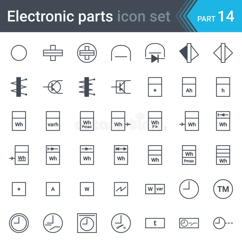 Electric and Electronic Circuit Diagram Symbols Set of Electrical ...