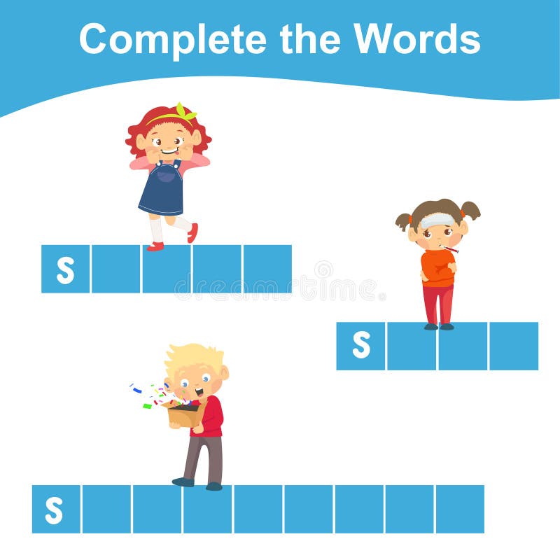 Write Missing Letters and Complete Words Stock Vector - Illustration of ...