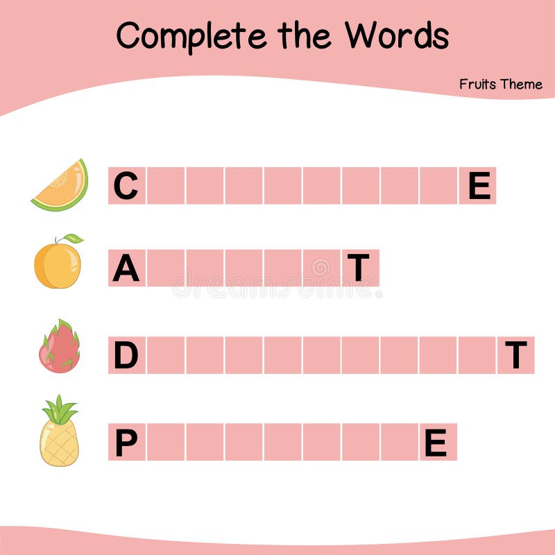Complete the Words Printable Worksheet for Kids. Learning about ...