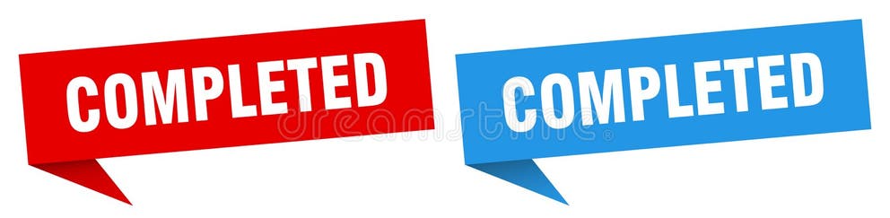 Completed Banner. Completed Speech Bubble Label Set Stock Vector ...