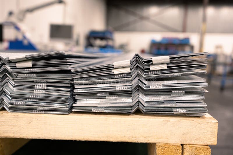 Completed Batch of Flashing in Metal Roofing Factory Stock Photo ...