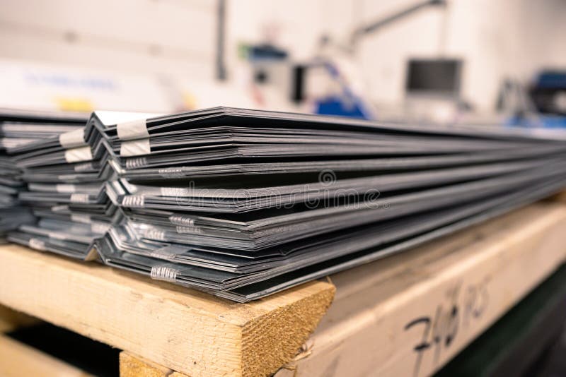 Completed Batch of Flashing in Metal Roofing Factory Stock Photo ...