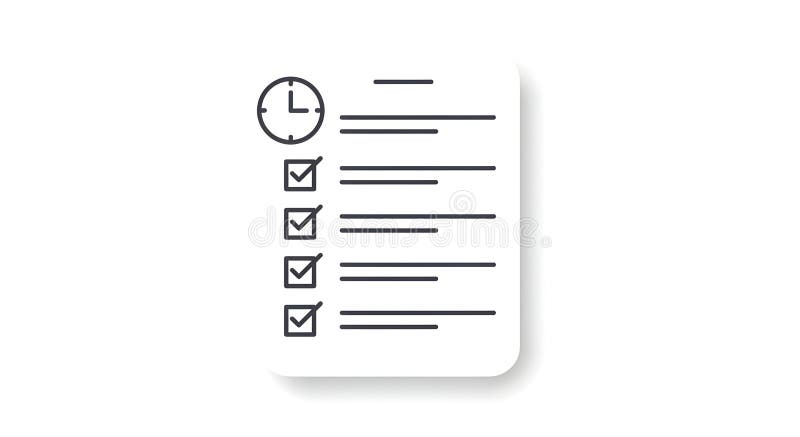 Completed Checklist with Clock Icon Indicating Deadline Stock ...