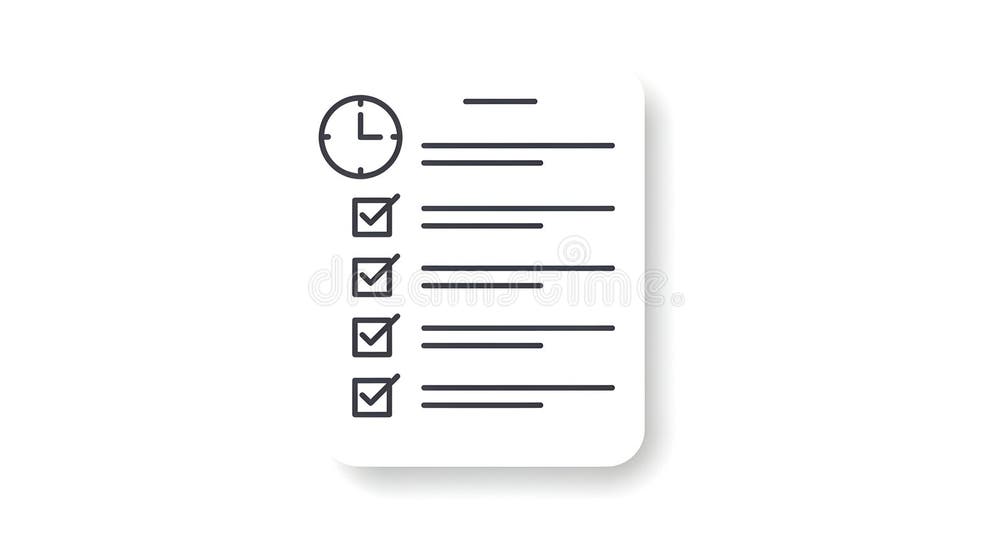 Completed Checklist with Clock Icon Indicating Deadline Stock ...