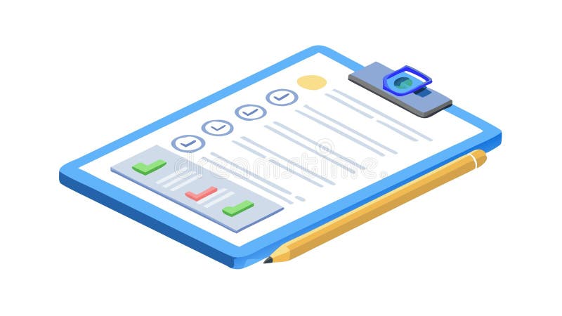 Completed Checklist Report, Project Management Isometric Form, Vector ...