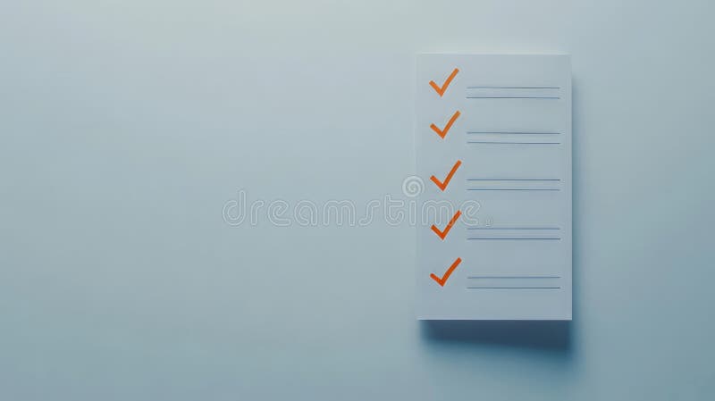Completed Checklist on White Background, Minimalistic Flat Lay with ...