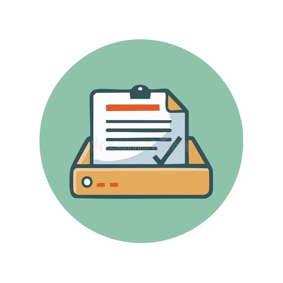 Completed Document in Inbox Tray with Checkmark Icon for Successful ...