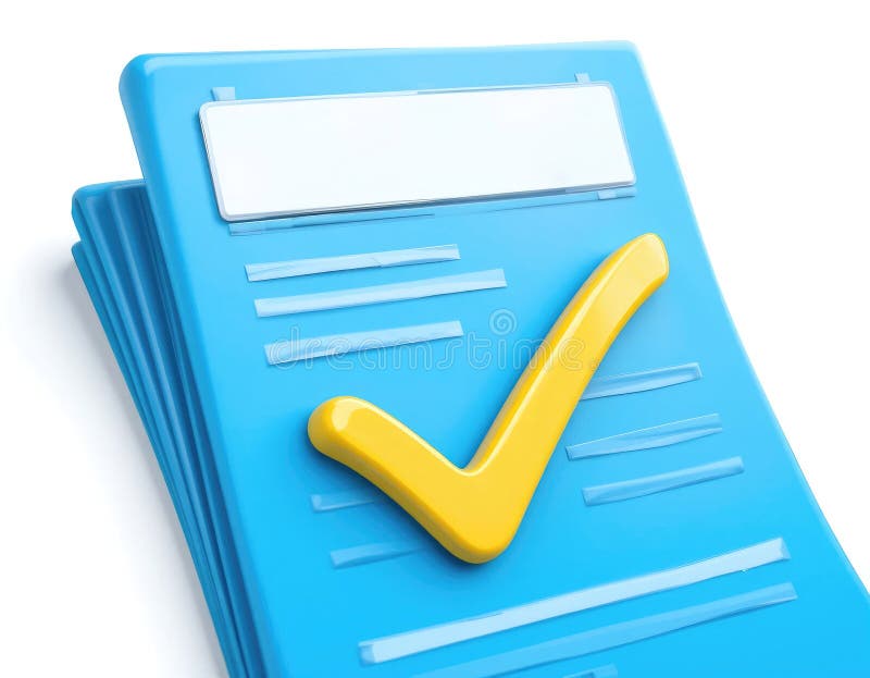 Completed Documents with Yellow Check Mark for Approval and Validation ...