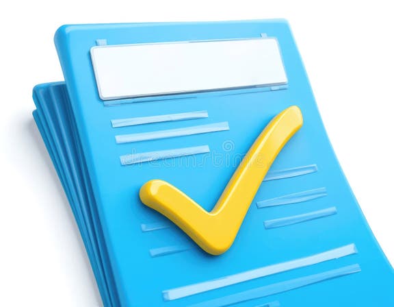 Completed Documents with Yellow Check Mark for Approval and Validation ...