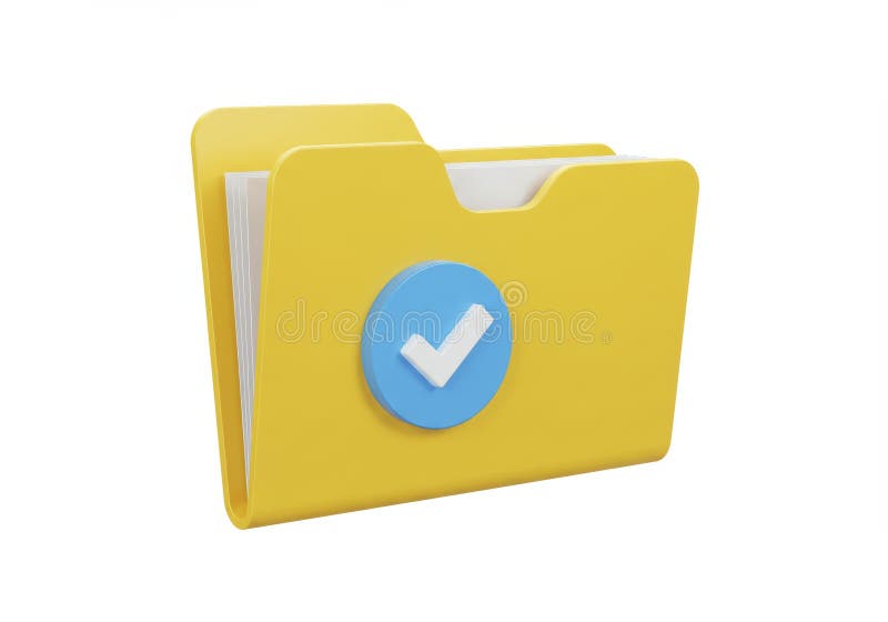 Completed File Folder with Check Mark Illustration in Yellow Stock ...