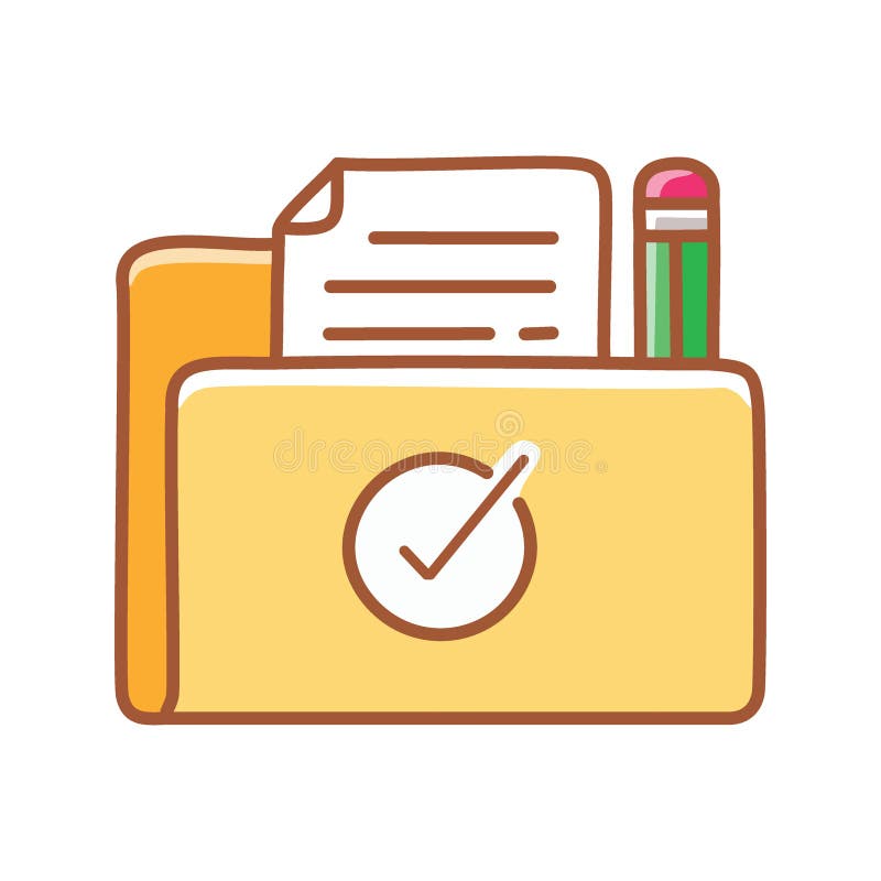 Completed Folder Icon. Yellow Folder with a Check Mark, Showing Task ...