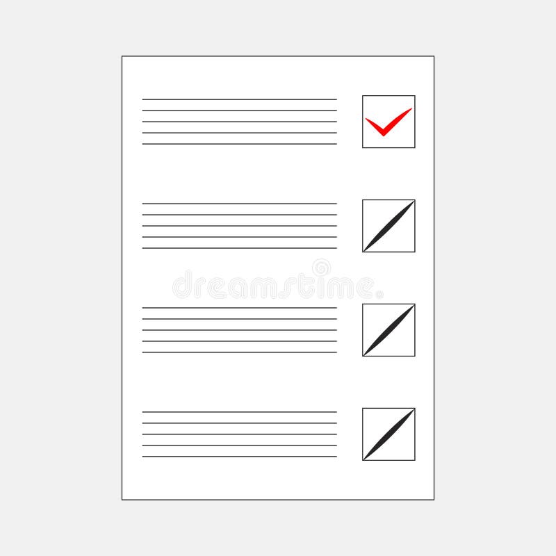 Completed Form or Ballot for Voting or Testing Stock Vector ...