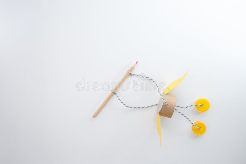 A Completed Handmade Bird Puppet Crafted from Simple Materials. Pencil ...