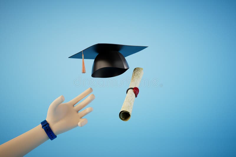 Completed Higher Education. the Hand Reaches for the Diploma and the ...