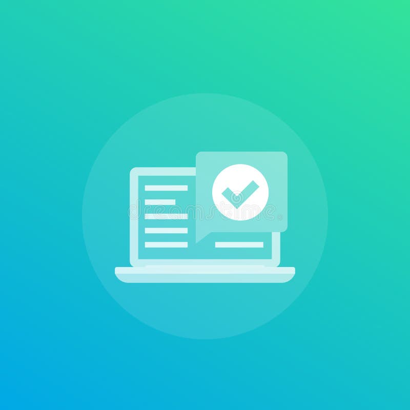 Completed Progress, Vector Icon with Laptop Stock Vector - Illustration ...