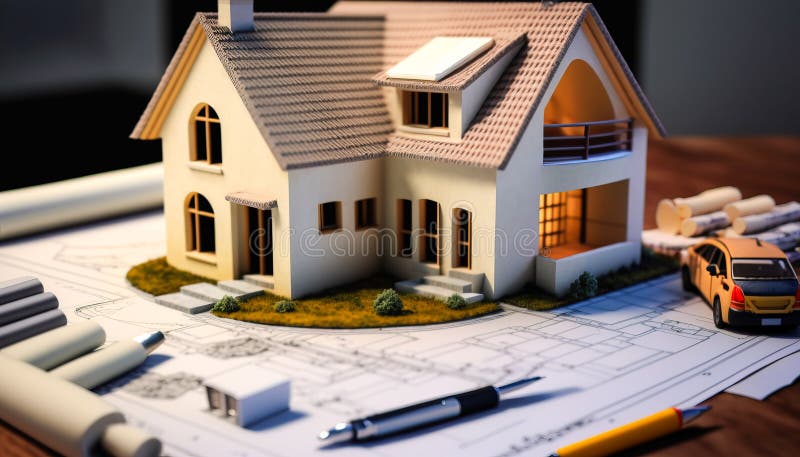 Residential Technical Drawing - Modern Home in 3D Render - Ai Generated ...