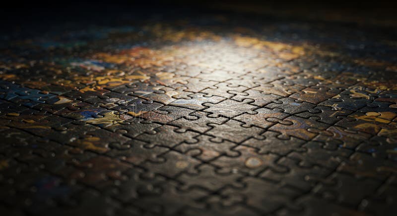 Completed Puzzle Artwork Featuring Abstract Design and Interlocking ...