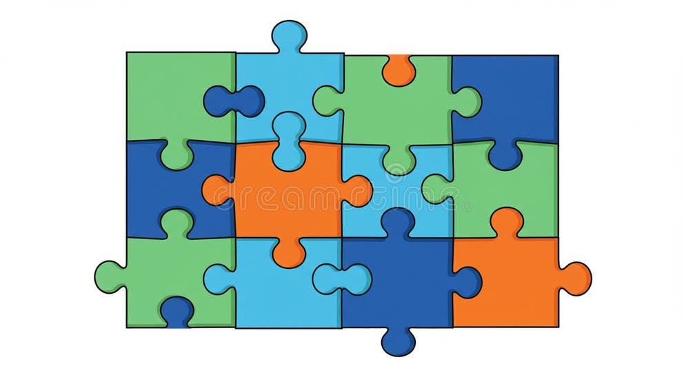 A Completed Puzzle Consists of 12 Interlocking Pieces Arranged in a ...