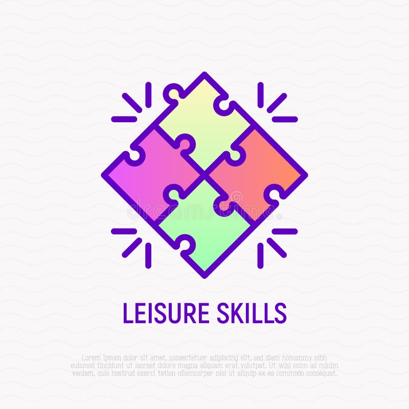 Completed Puzzle from Four Pieces. Thin Line Icon of Business Solution ...